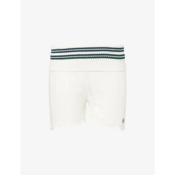 THE COUTURE CLUB Crochet Fold Cotton Shorts - Forestgreen