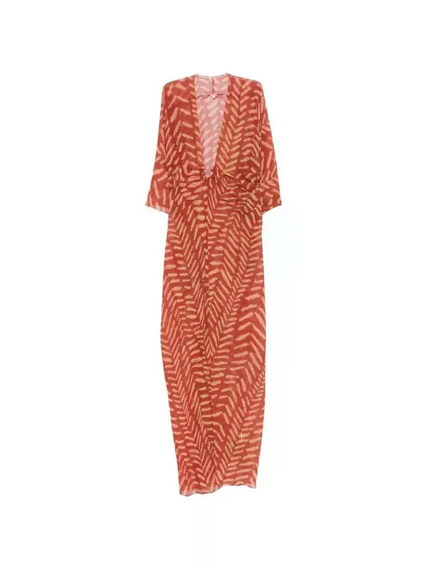Johanna Ortiz Abstract Print Tunic Maxi Dress - Red