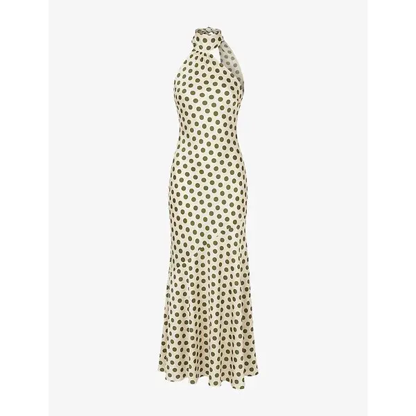 AMY LYNN Baia Polka-dot Satin Maxi Dress - Green