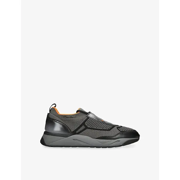 Santoni Innova Leather And Knitted Trainers