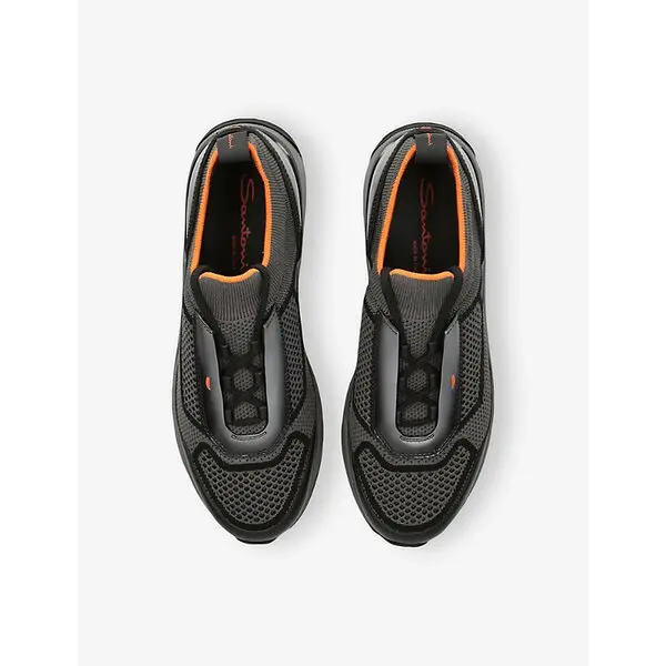 Santoni Innova Leather And Knitted Trainers