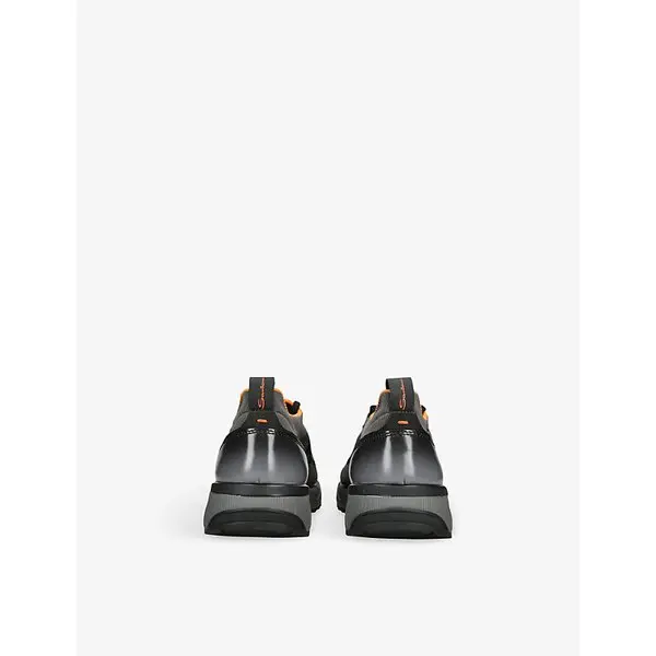 Santoni Innova Leather And Knitted Trainers