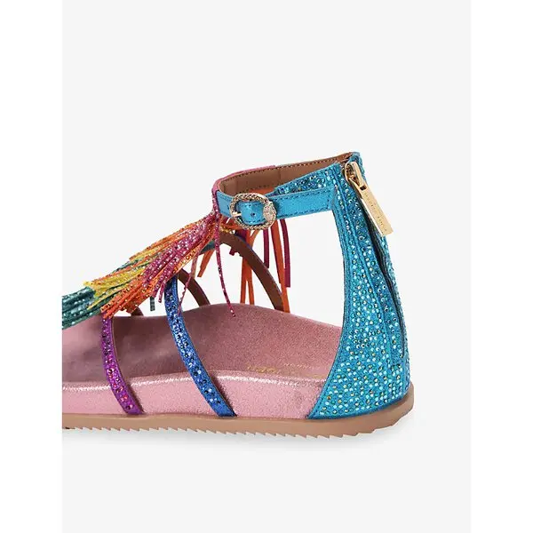 Kurt Geiger Koa" Fringed Embellished Sandals
