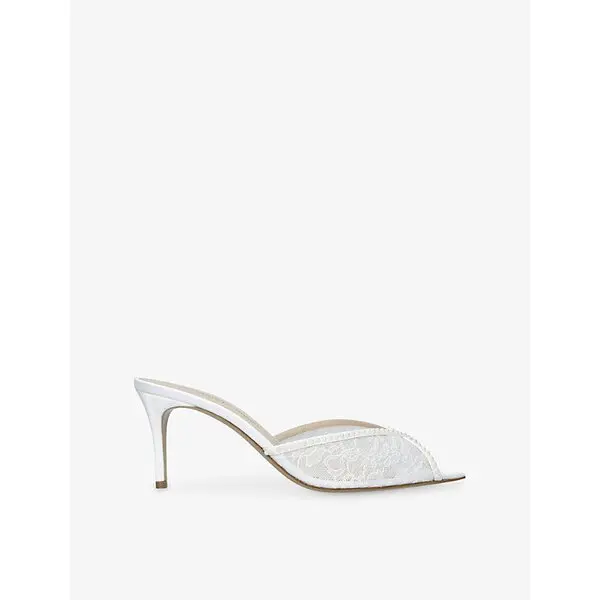 ANDREA WAZEN Katy 75 Lace And Satin Heeled Mules