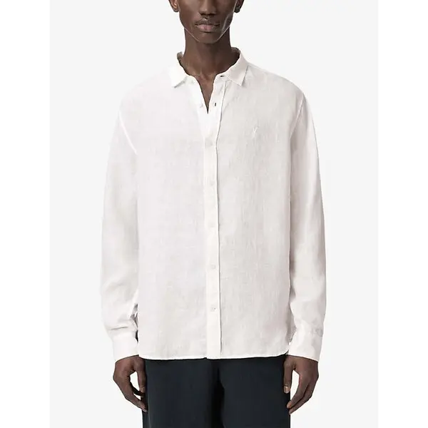 ALLSAINTS Loom Logo-embroidered Linen Shirt