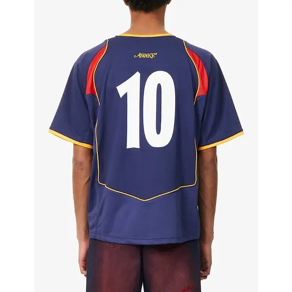 AWAKE NY Football Logo-patch Jersey T-shirt - Blue