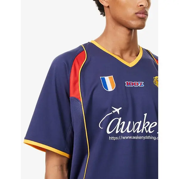 AWAKE NY Football Logo-patch Jersey T-shirt - Blue