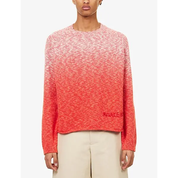 AWAKE NY Gradient Logo-embroidered Cotton-knit Jumper
