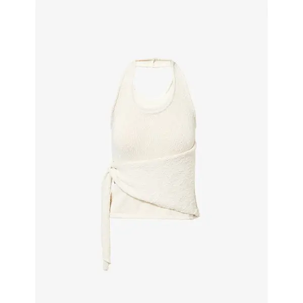 4TH & RECKLESS Braya Boucle Knit Halter Neck Sleeveless Top
