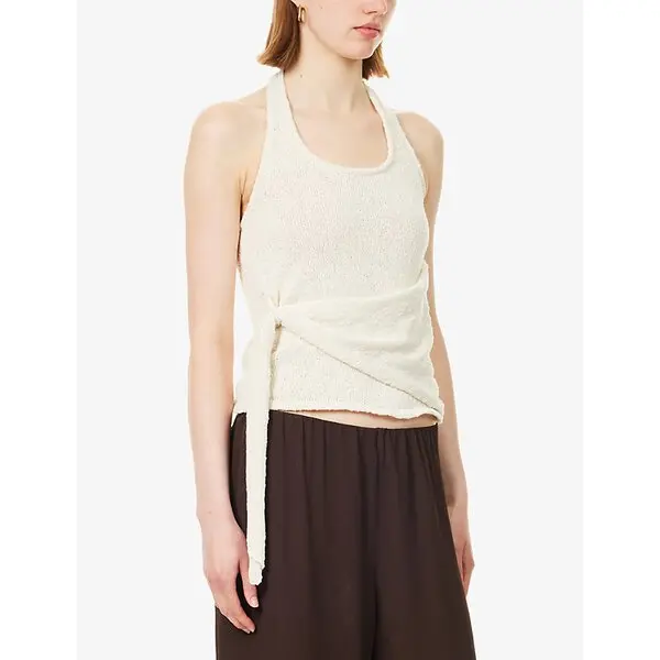 4TH & RECKLESS Braya Boucle Knit Halter Neck Sleeveless Top