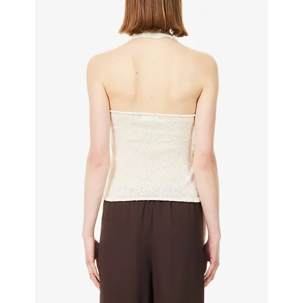 4TH & RECKLESS Braya Boucle Knit Halter Neck Sleeveless Top