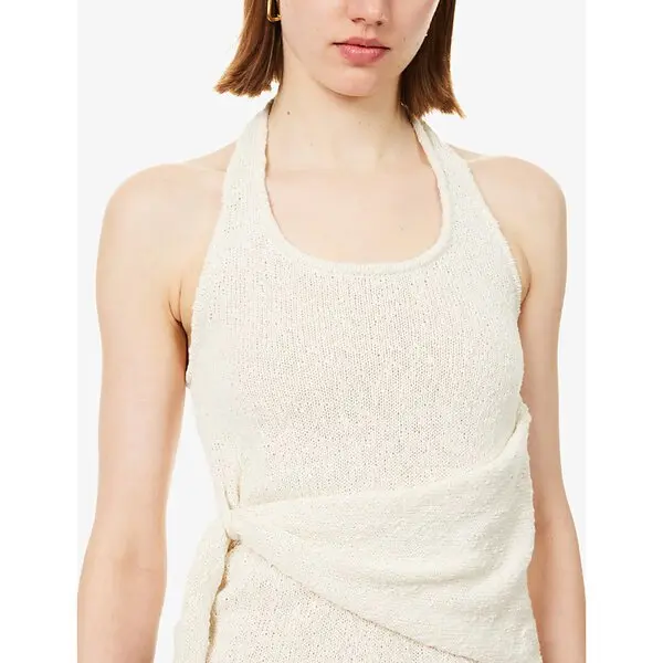 4TH & RECKLESS Braya Boucle Knit Halter Neck Sleeveless Top