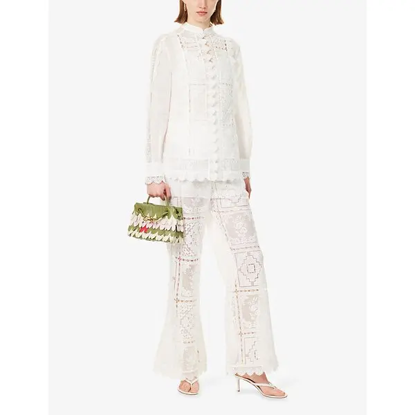 Zimmermann Aster Embroidered Woven Trousers - Ivory
