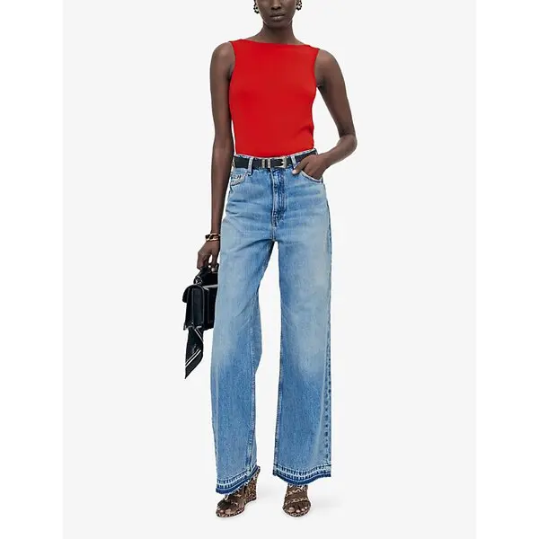 The Kooples Wide-leg Faded Denim Jeans