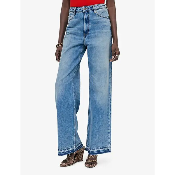 The Kooples Wide-leg Faded Denim Jeans