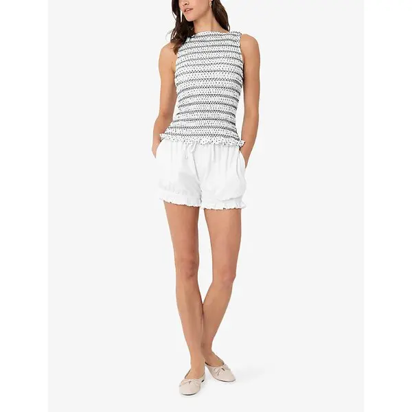 AMY LYNN Smocked Polka-dot Cotton Top - Ivory