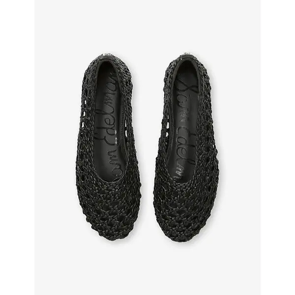 Sam Edelman Shira Woven Leather Ballet Flats - Black