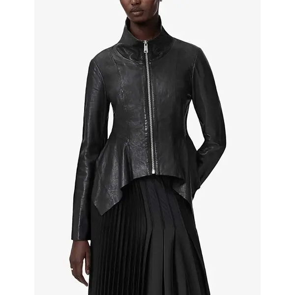 ALLSAINTS Grace Draped Leather Jacket