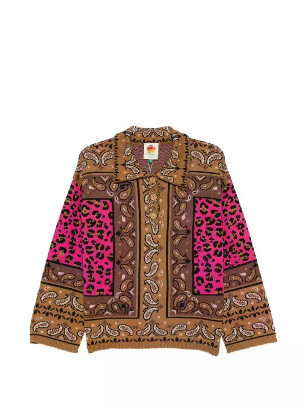 Farm Rio Paisley Leopard-print Polo Top
