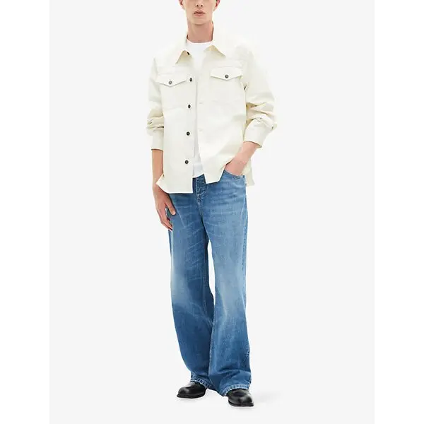The Kooples Collared Button-down Stretch-cotton Shirt - Ecru