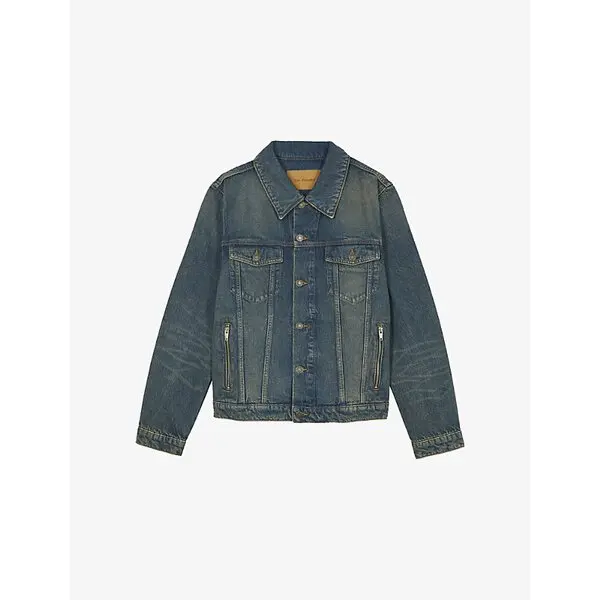 The Kooples Faded Denim Jacket With Chest Pockets