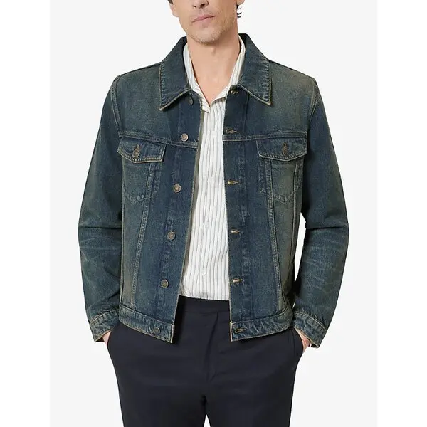 The Kooples Faded Denim Jacket With Chest Pockets