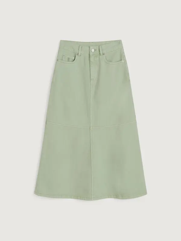 BY MALENE BIRGER Solene A-line Denim Midi Skirt - Seacrest