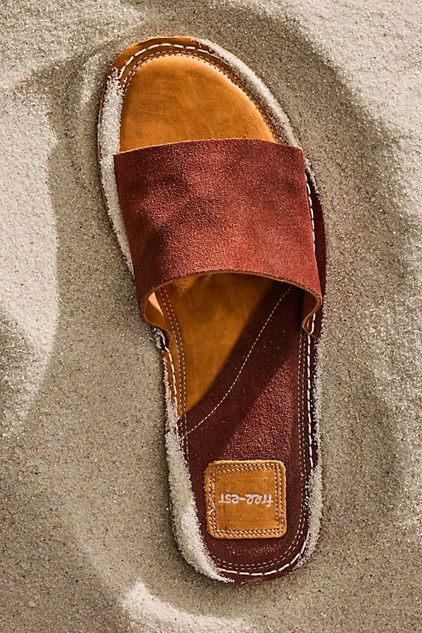 Free People Sunrise Suede Slide Sandals - Sunwashed Brown