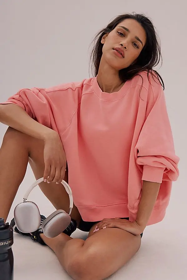 Free People Trackline Crewneck Sweatshirt - Taffy