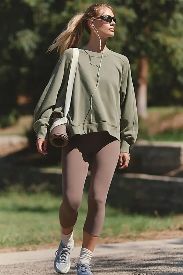 Free People Trackline Crewneck Sweatshirt - Terrain