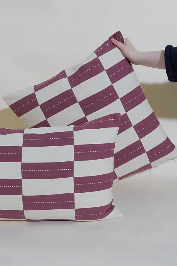 ANCHAL Checkered Pillow - Berry