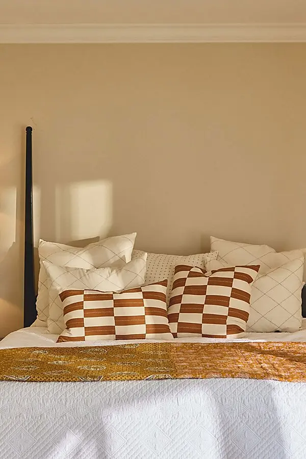ANCHAL Checkered Pillow - Camel