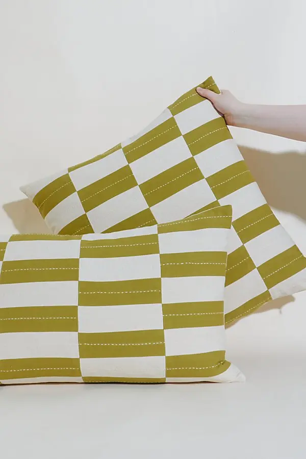 ANCHAL Checkered Pillow - Moss