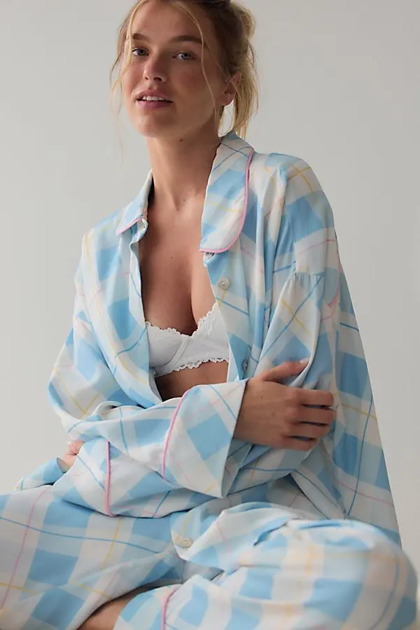Sleeper Oversized Plaid Shirt - Blue Plaid