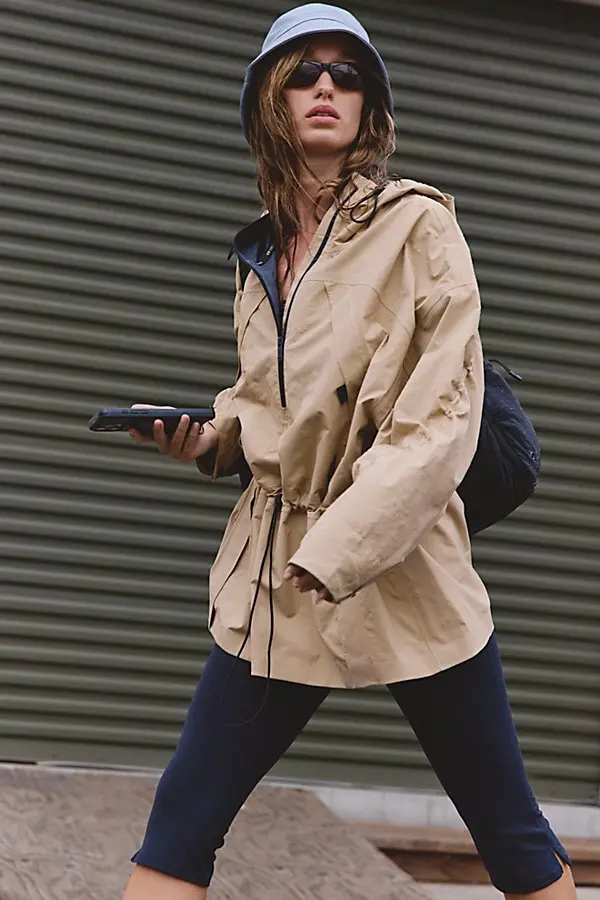 Free People Misty Mountain Waterproof Pullover Jacket - Khaki