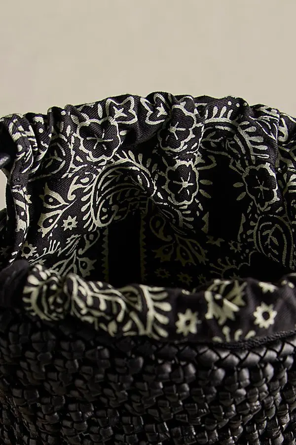 Free People Woven Bucket Bag With Drawstring Closure
