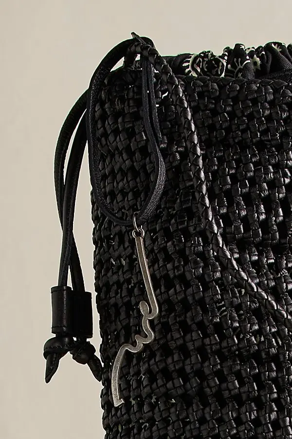 Free People Woven Bucket Bag With Drawstring Closure