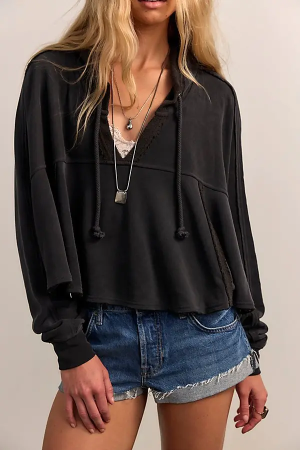 Free People Catching Waves Hoodie - Black