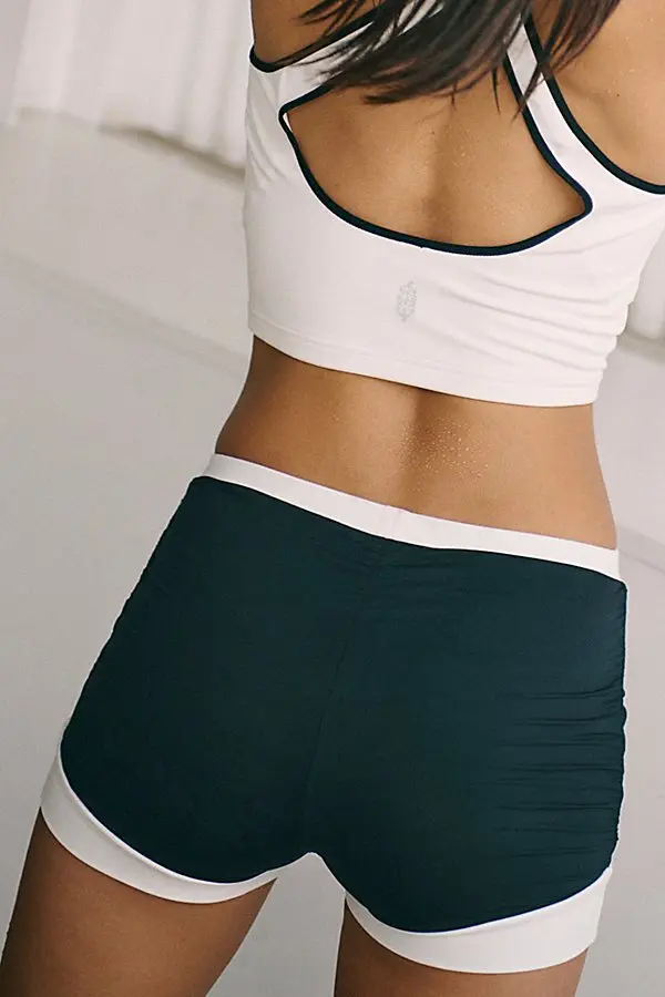 Free People Never Better Cinched Shorts - Black/white Combo