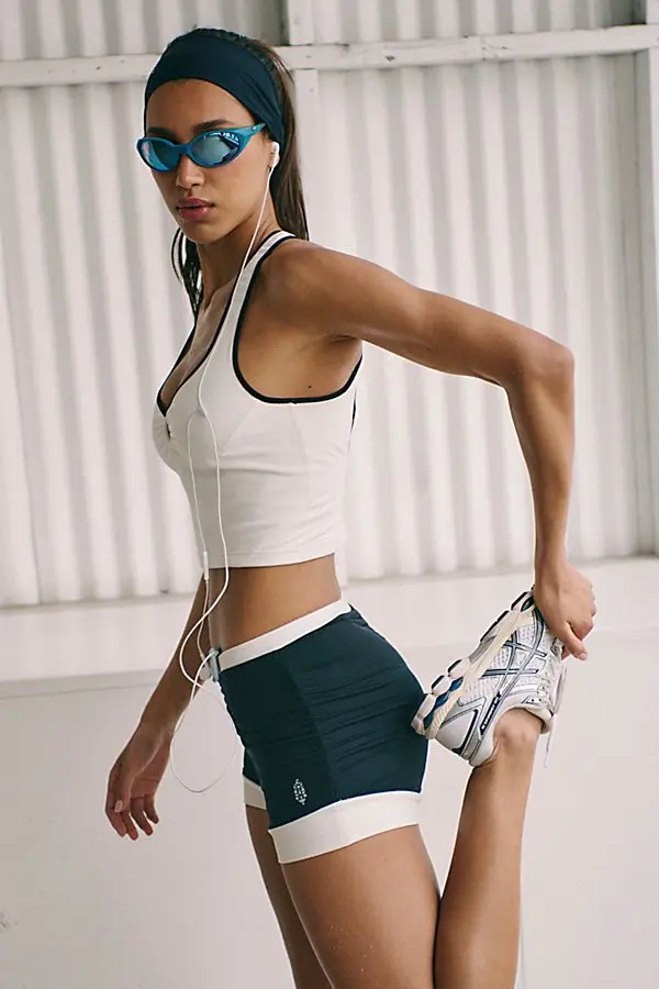 Free People Never Better Cinched Shorts - Black/white Combo