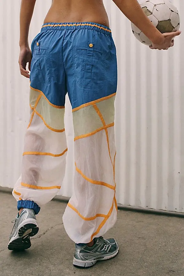 Free People Sheer Motion Colorblocked Parachute Pants