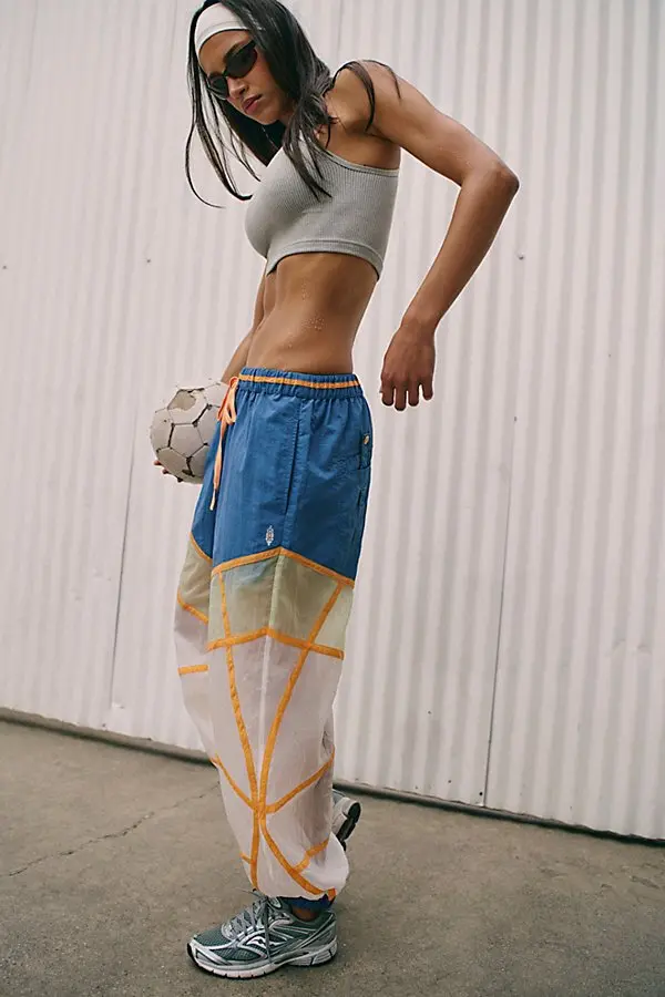 Free People Sheer Motion Colorblocked Parachute Pants