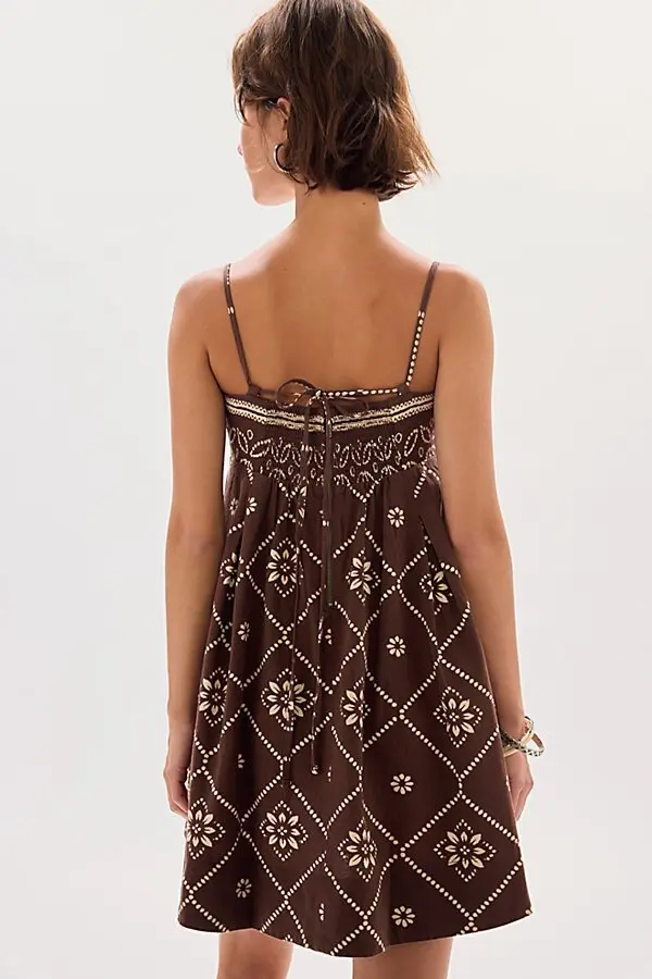 Free People Sun Chaser Mini Dress - Brown Combo