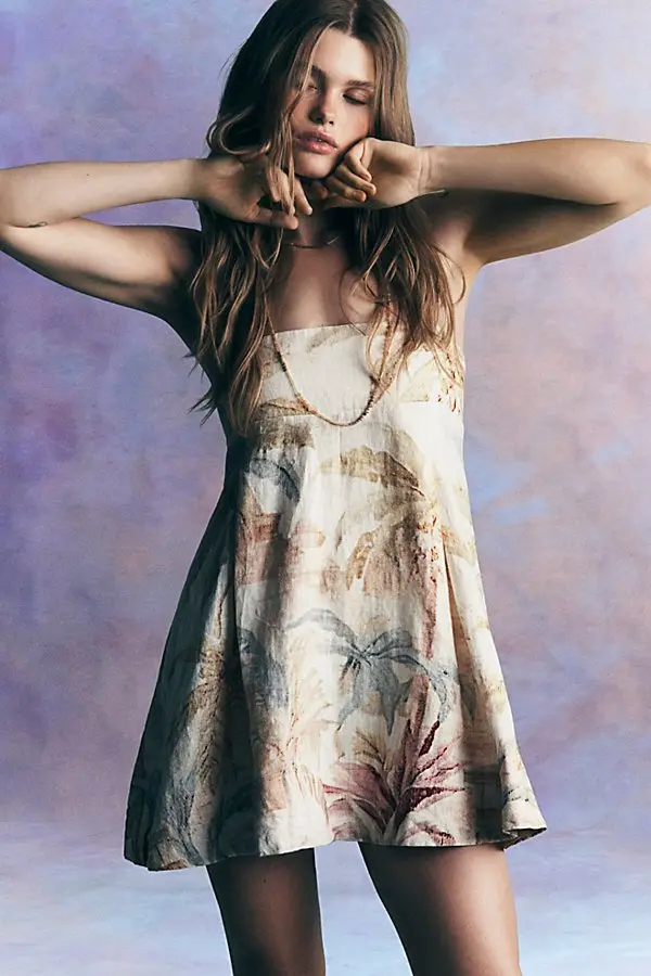 Free People Sun Chaser Mini Dress - Palm Combo