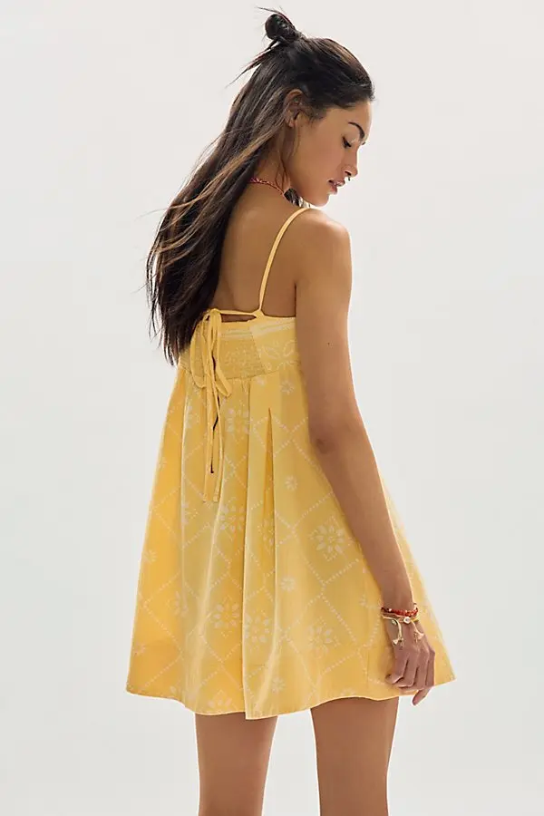Free People Sun Chaser Mini Dress - Yellow Combo