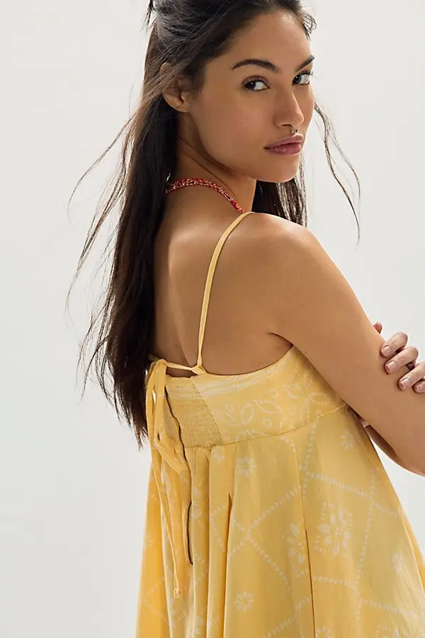 Free People Sun Chaser Mini Dress - Yellow Combo