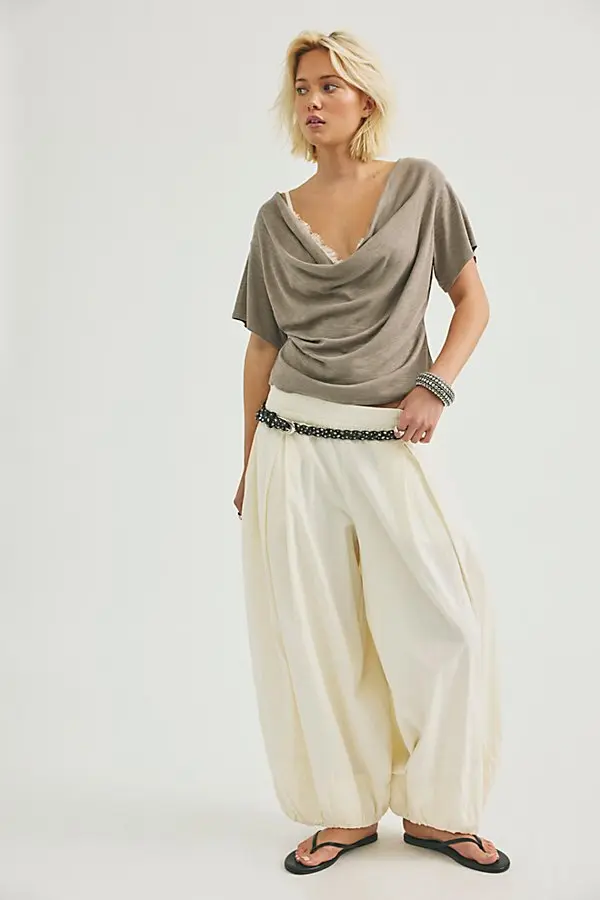 Free People We The Free Waterfall Cowl-neck Top - Fallen Rock