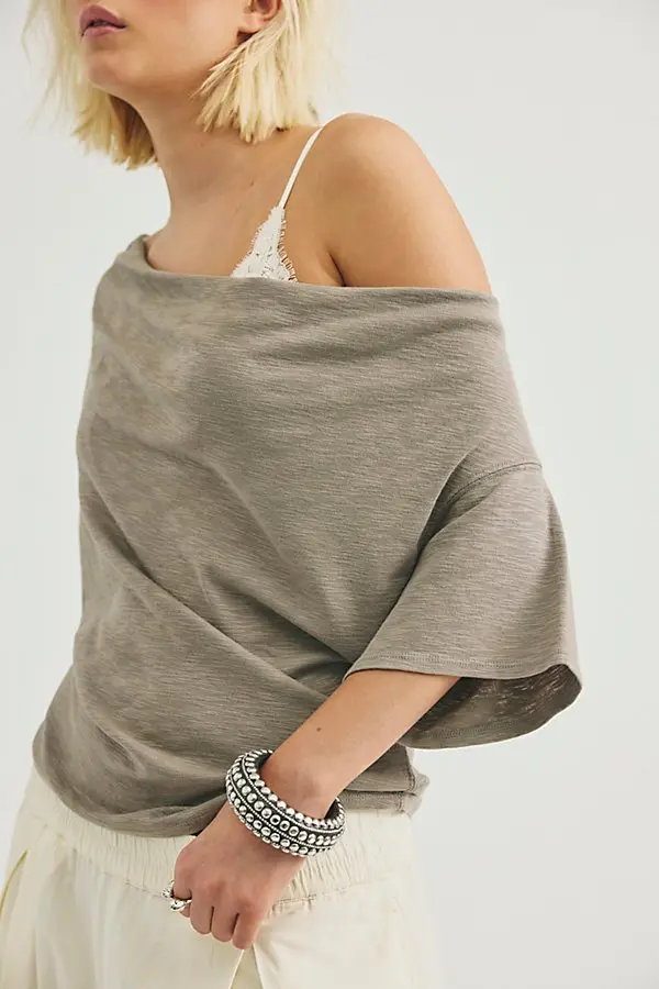 Free People We The Free Waterfall Cowl-neck Top - Fallen Rock