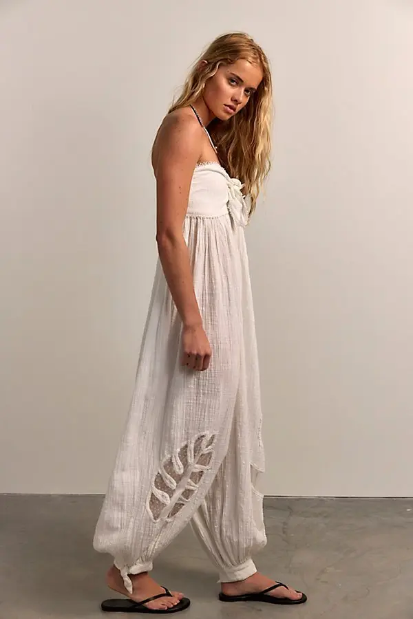 Free People Strapless Jumpsuit With Knot Detail - Clean Ivory
