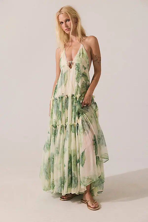 Free People Peaceful Palm Tiered Maxi Dress - Soft Tropic
